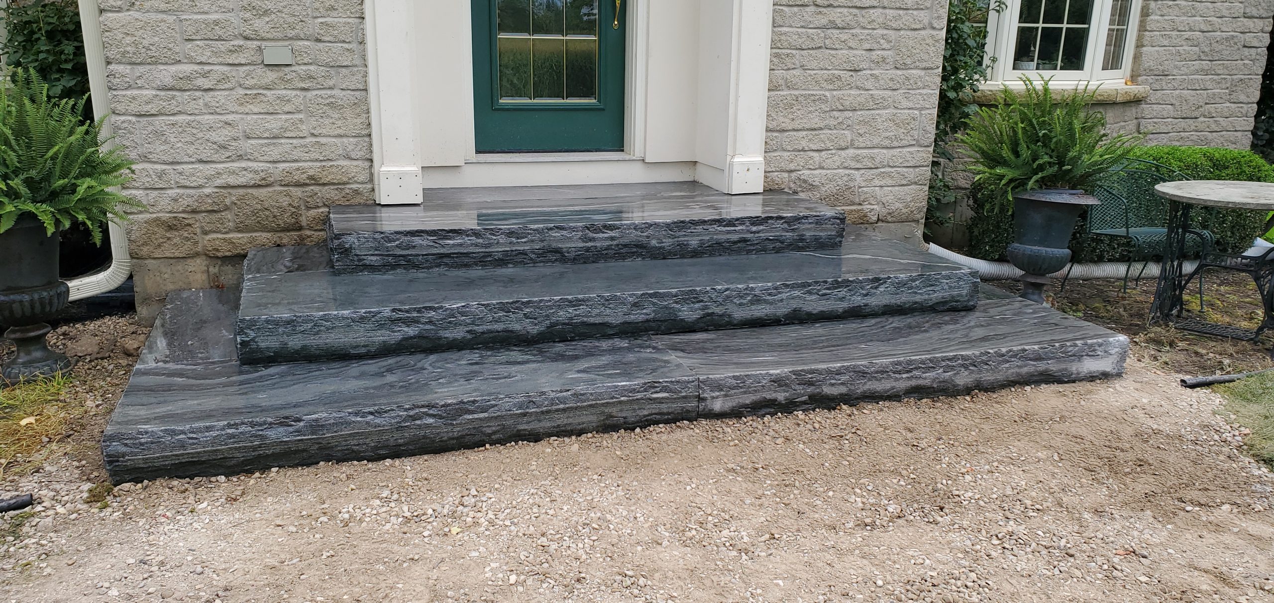 Elite Blue Granite Steps (Work in Progress) - Colonial Brick & Stone Inc.