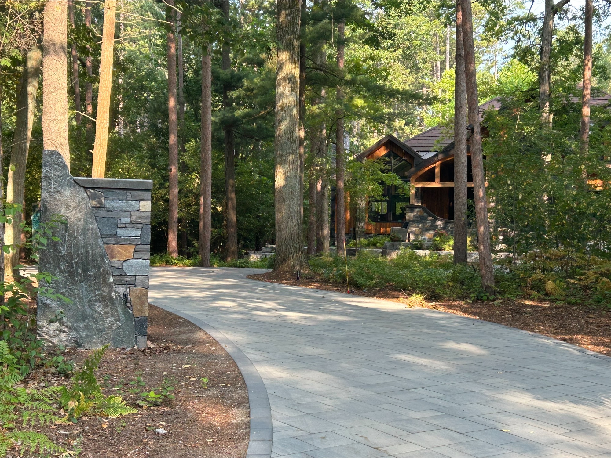Unique Elite Blue Granite Gatepost with a Blend of Building Stone Built ...